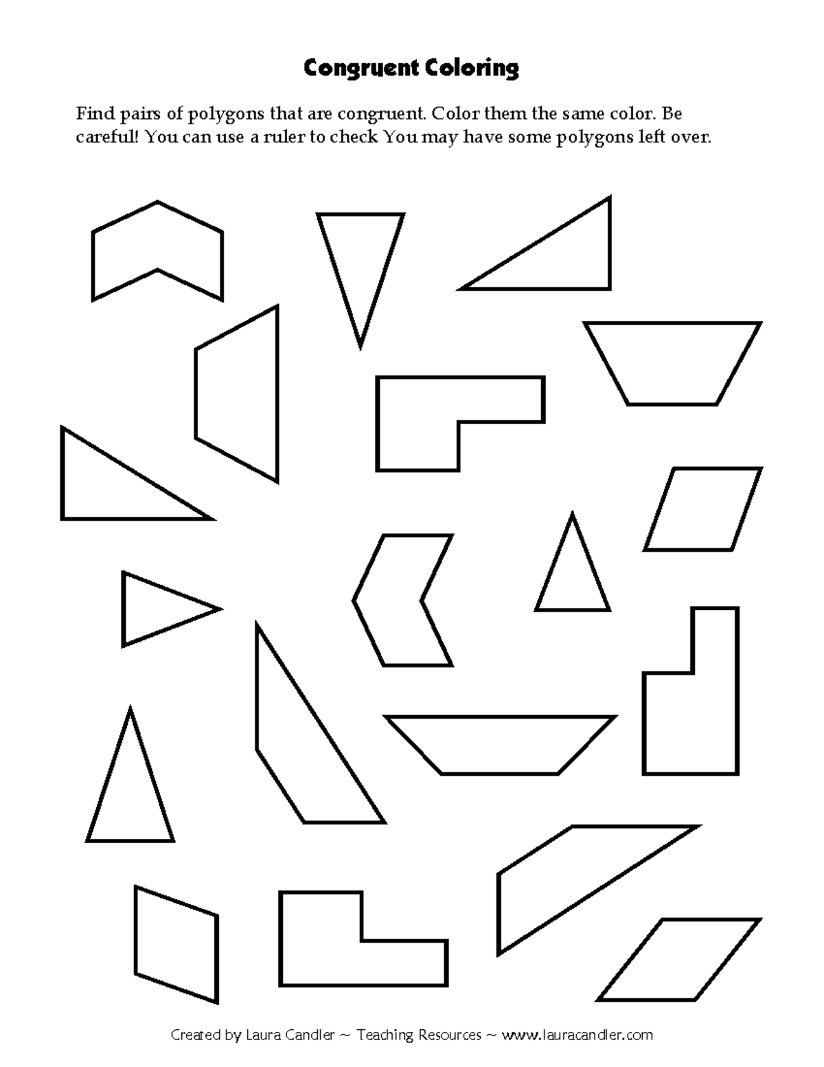 Congru - Very fun - Congruent Coloring Find pairs of polygons that are ...