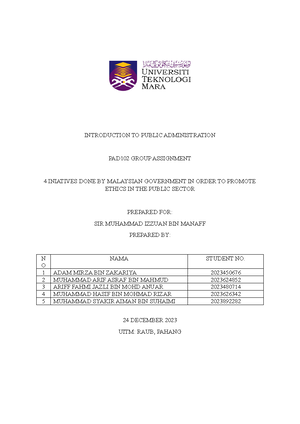 Tutorial Chapt 1 PAD215 - TUTORIAL CHAPTER 1 ·Explain TWO (2) functions of human resource ...