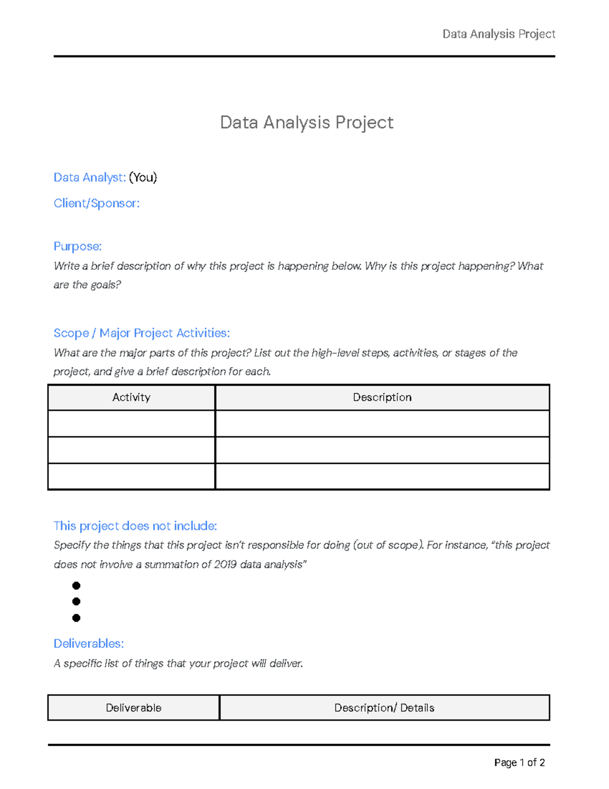 Scope-Of-Work-Template - Data Analysis Project Data Analysis Project ...