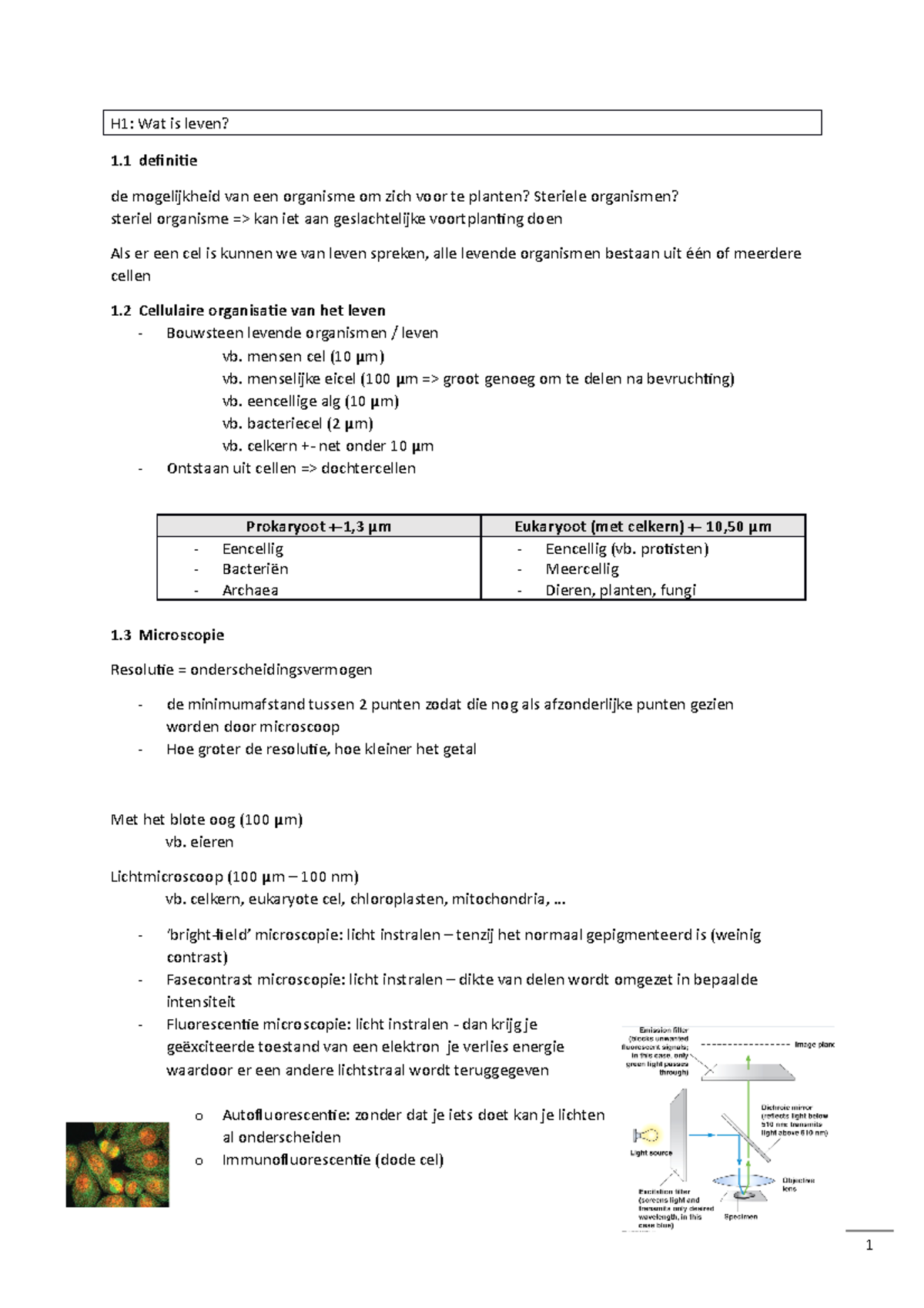Module 1 cellulair - H1: Wat is leven? 1 definitie de mogelijkheid van ...