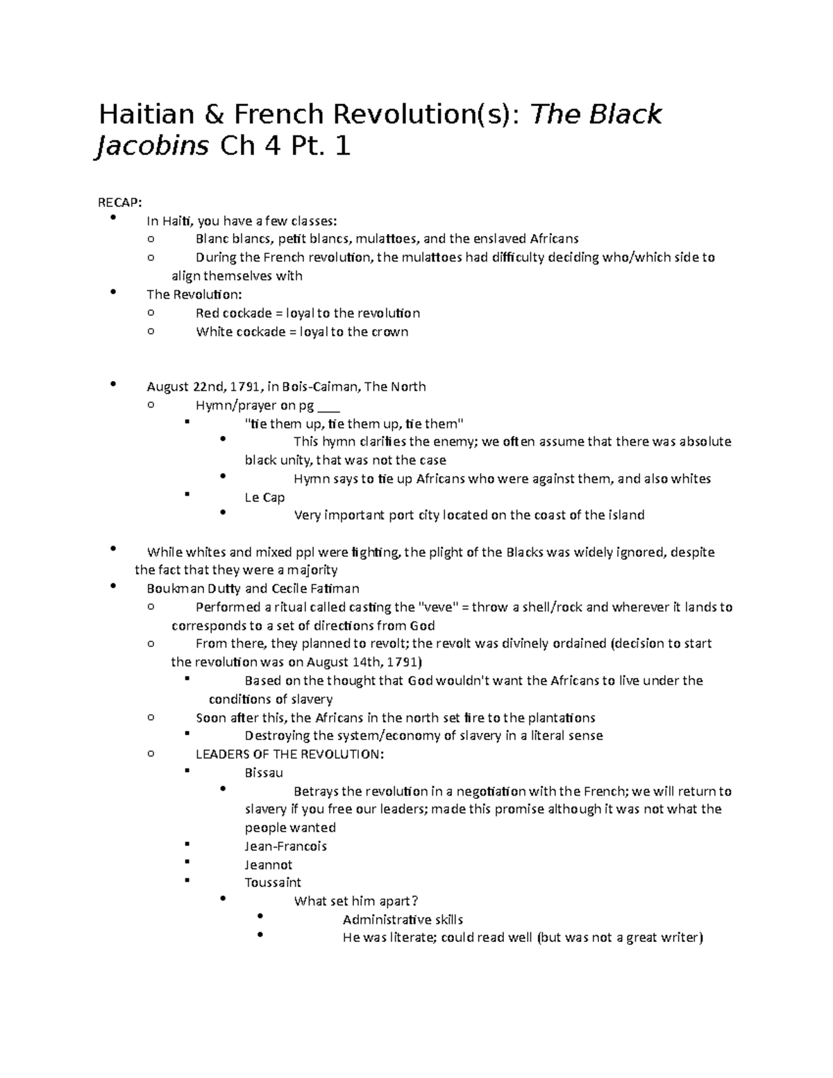 Haitian Revolution Lecture - Haitian & French Revolution(s): The Black ...