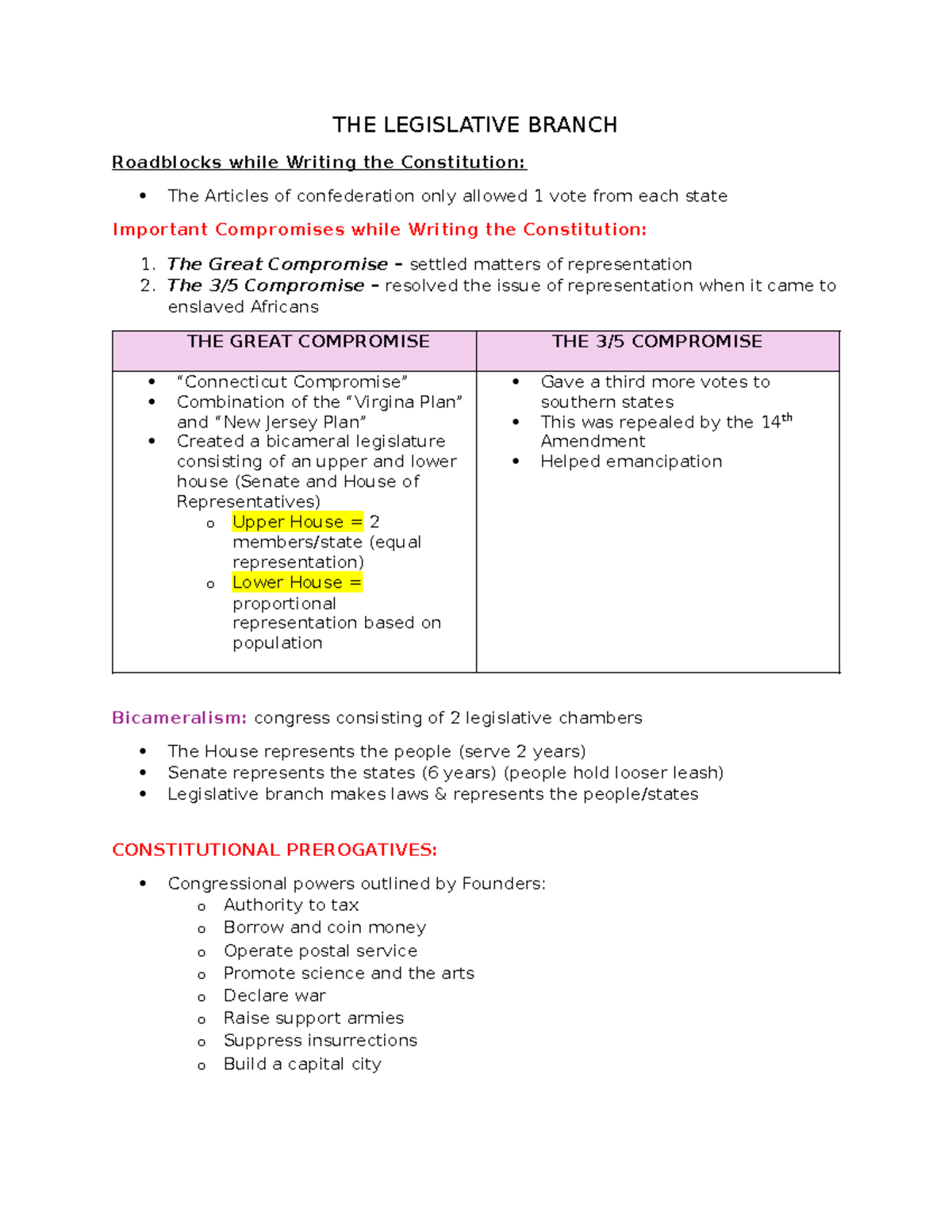 THE Legislative Branch - THE LEGISLATIVE BRANCH Roadblocks while ...