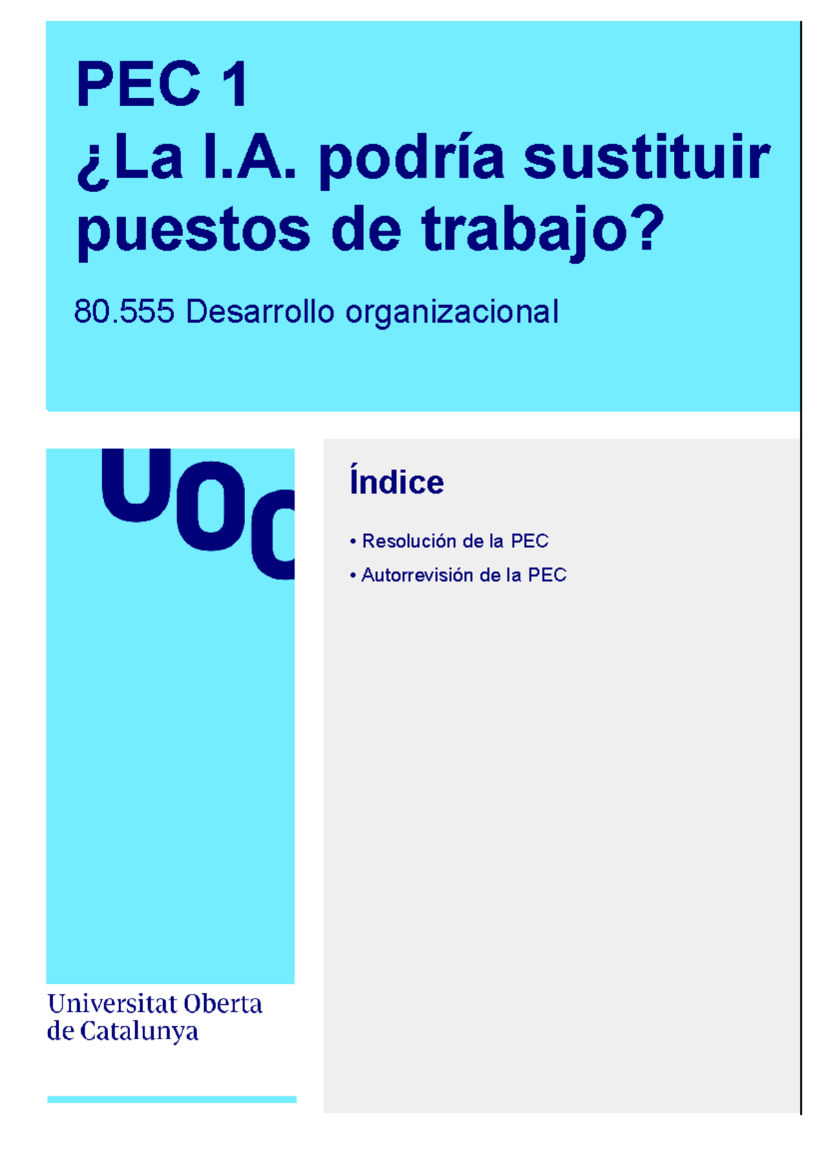 PEC 1 - Nota A. Ana Maria Barb Chindea PEC1 DO CAST 2º sem 23-24 - PEC 1 ¿La I. podría sustituir ...