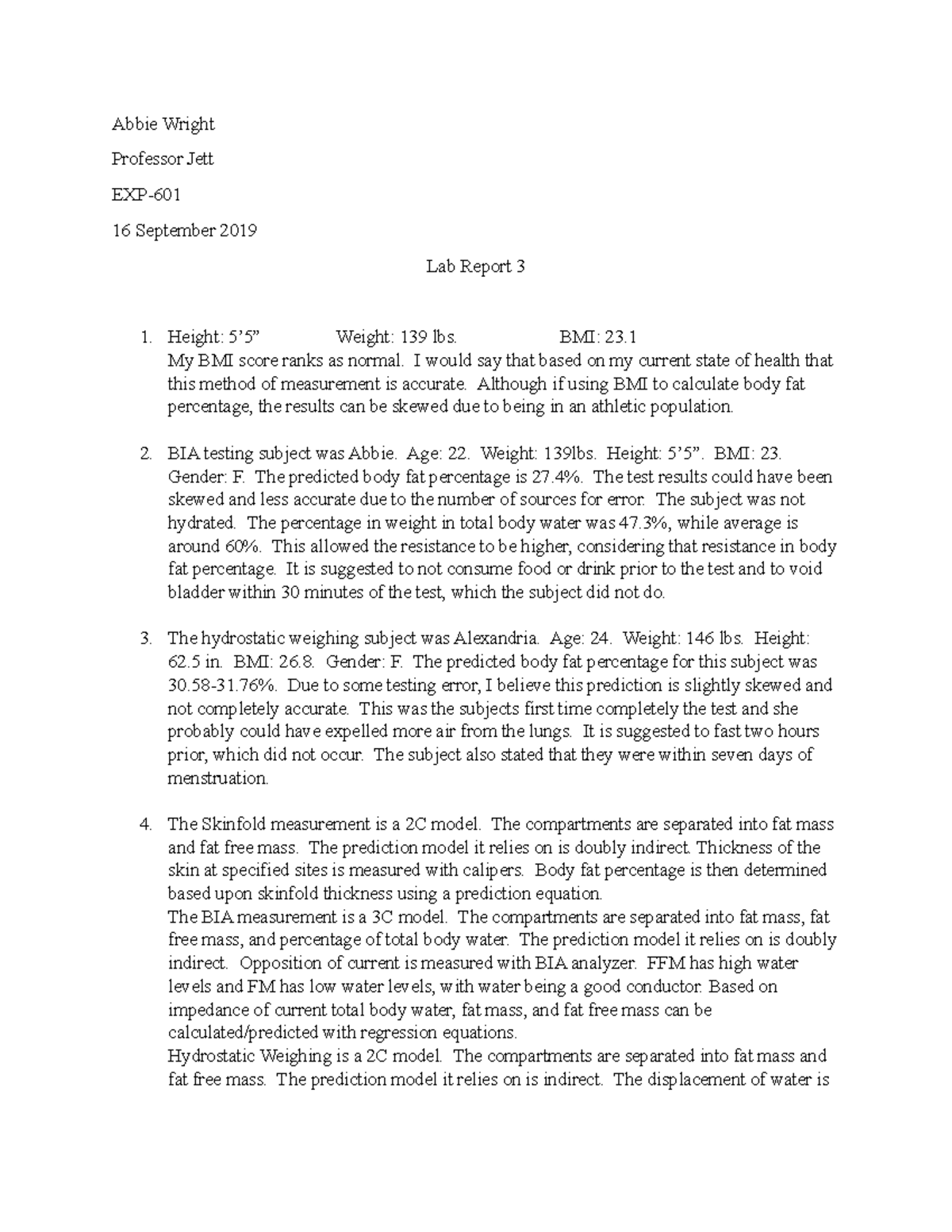 Lab Report 3 Lab 3 Assignment Abbie Wright Professor Jett Exp 16 September 2019 Lab Report