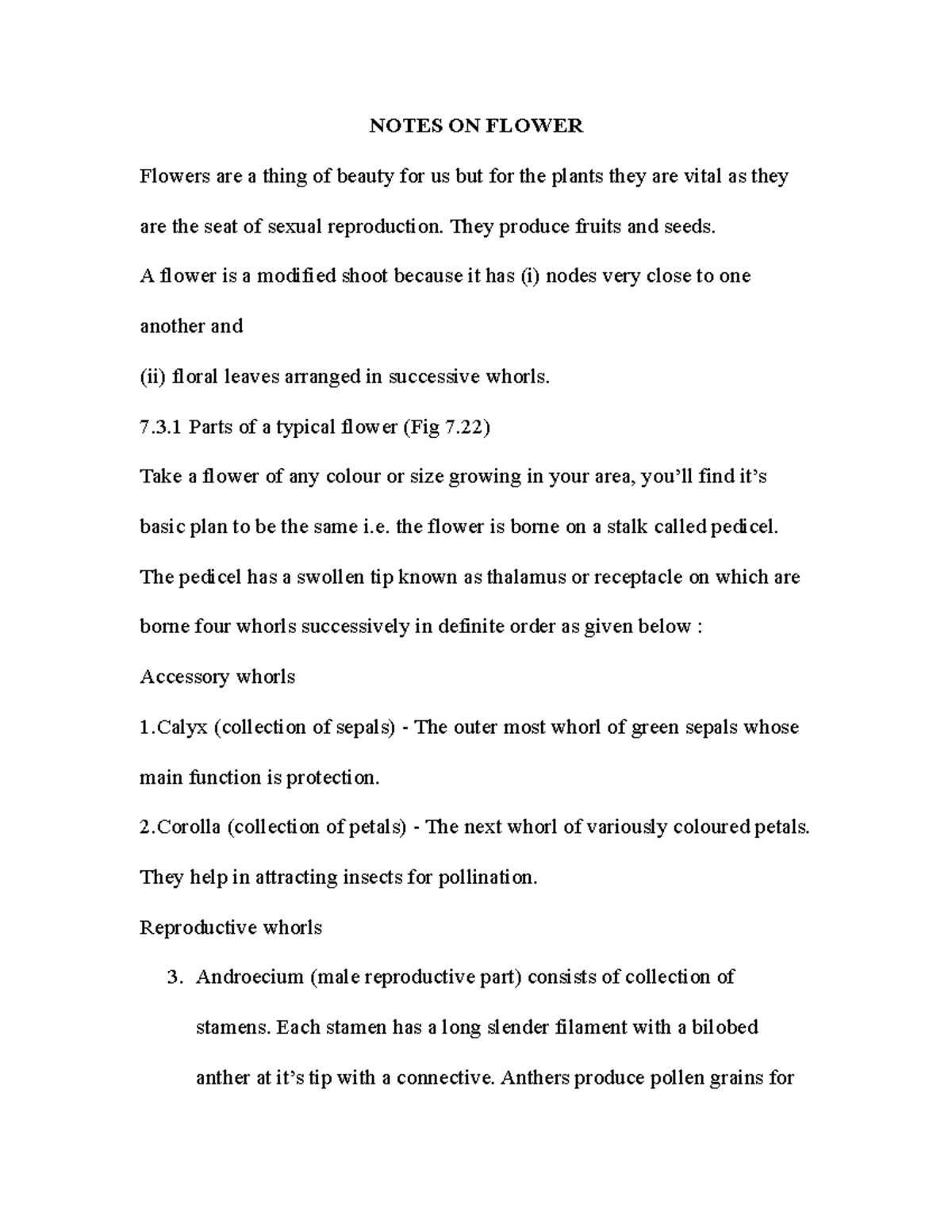 Notes ON Flower - NOTES ON FLOWER Flowers are a thing of beauty for us ...