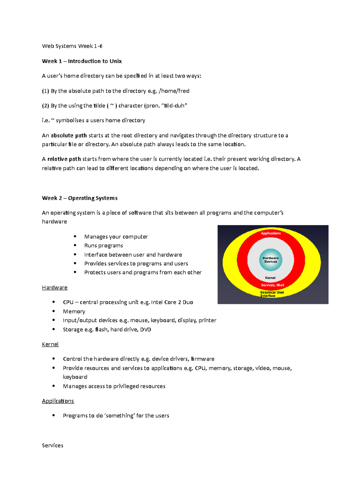 Web Systems Final Exam Notes Web Systems Week 1 Week 1 Introduction To Unix A Users Home