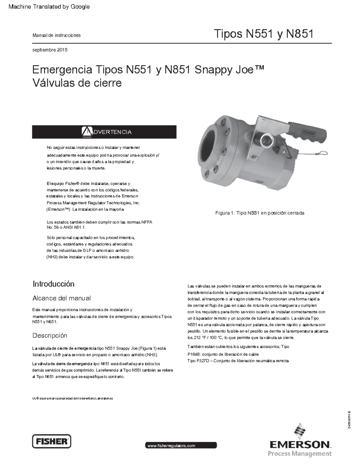 Manuals types n551 n851 snappy joe emergency shutoff valves instruction ...