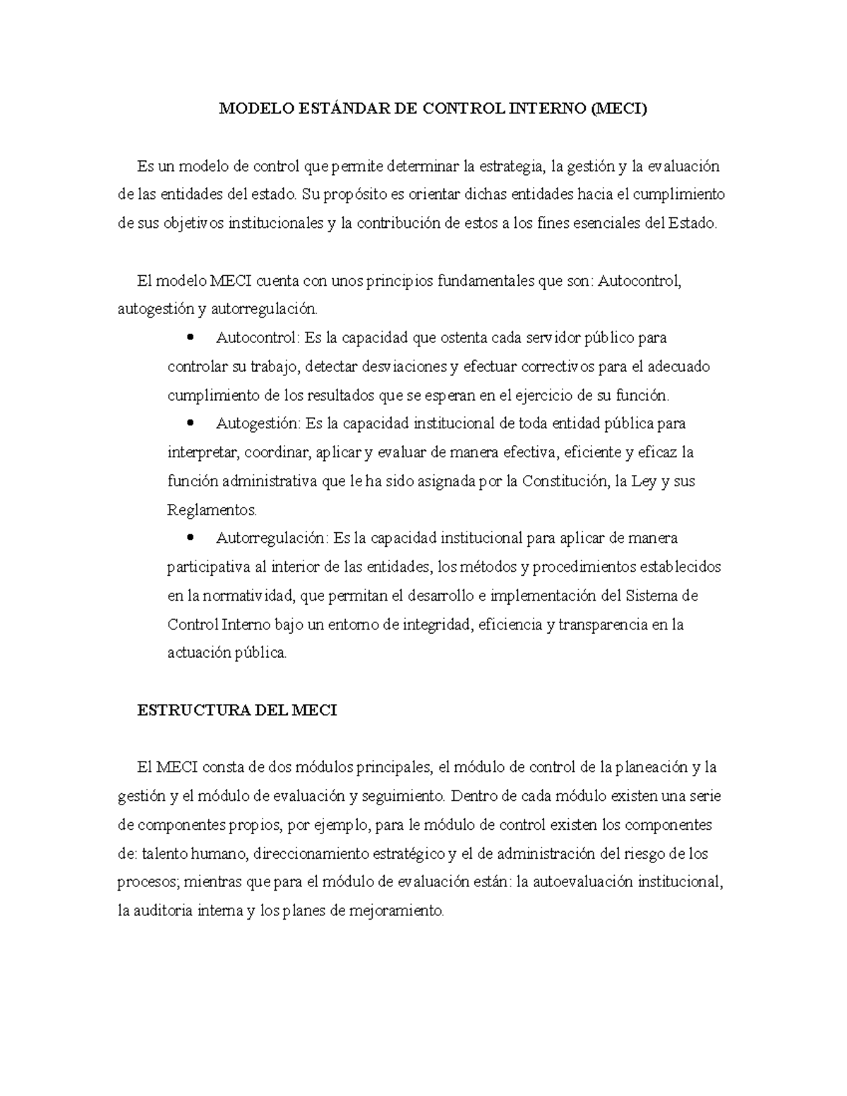 Modelo Estándar DE Control Interno - MODELO ESTÁNDAR DE CONTROL INTERNO ...