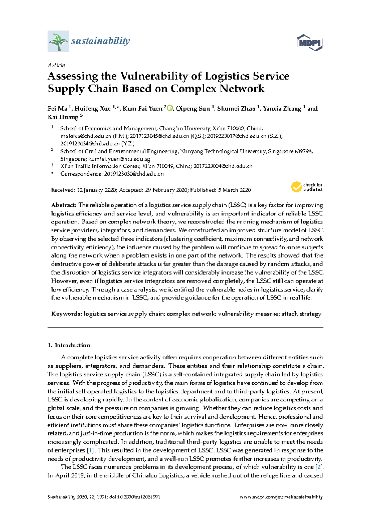 Bài báo về chuỗi cung ứng dịch vụ logistics - sustainability Article ...