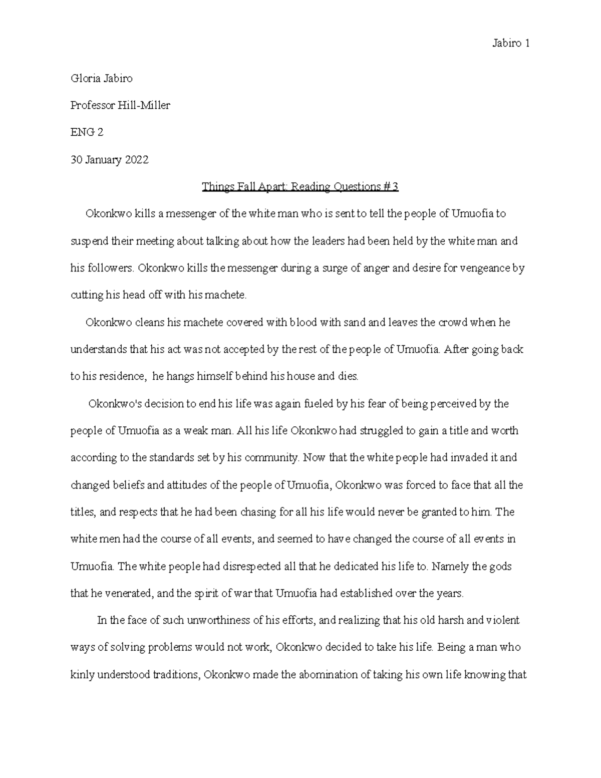 ENG 2 RQ PART 3 - This document is a answer to a reading question ...