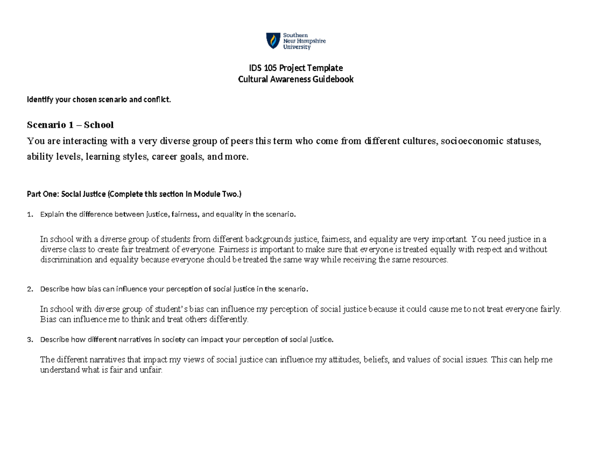 IDS 105 Project Template section 3 - IDS 105 Project Template Cultural ...