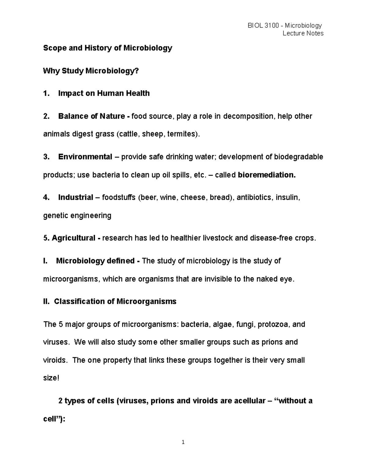 2021-Microbiology-Lecture-Notes-BIOL-3100-Scope and History of ...