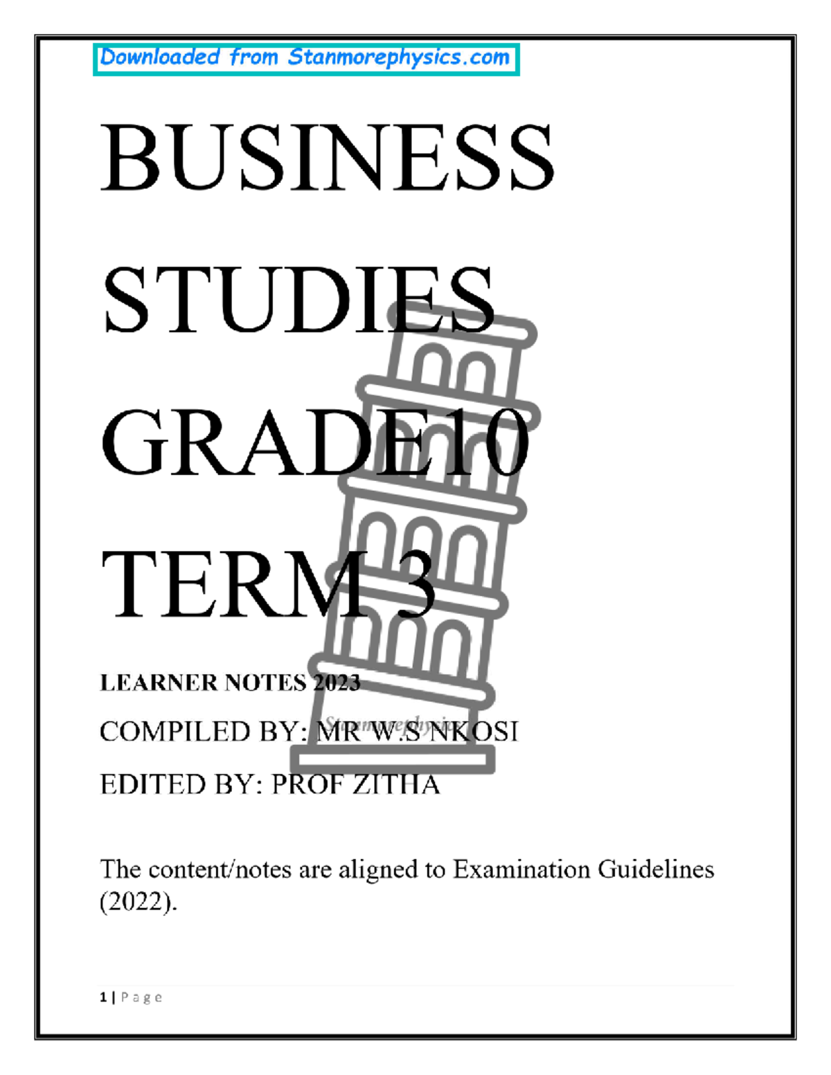 Business Studies TERM 3 Grade 10 for 2023 - Studocu