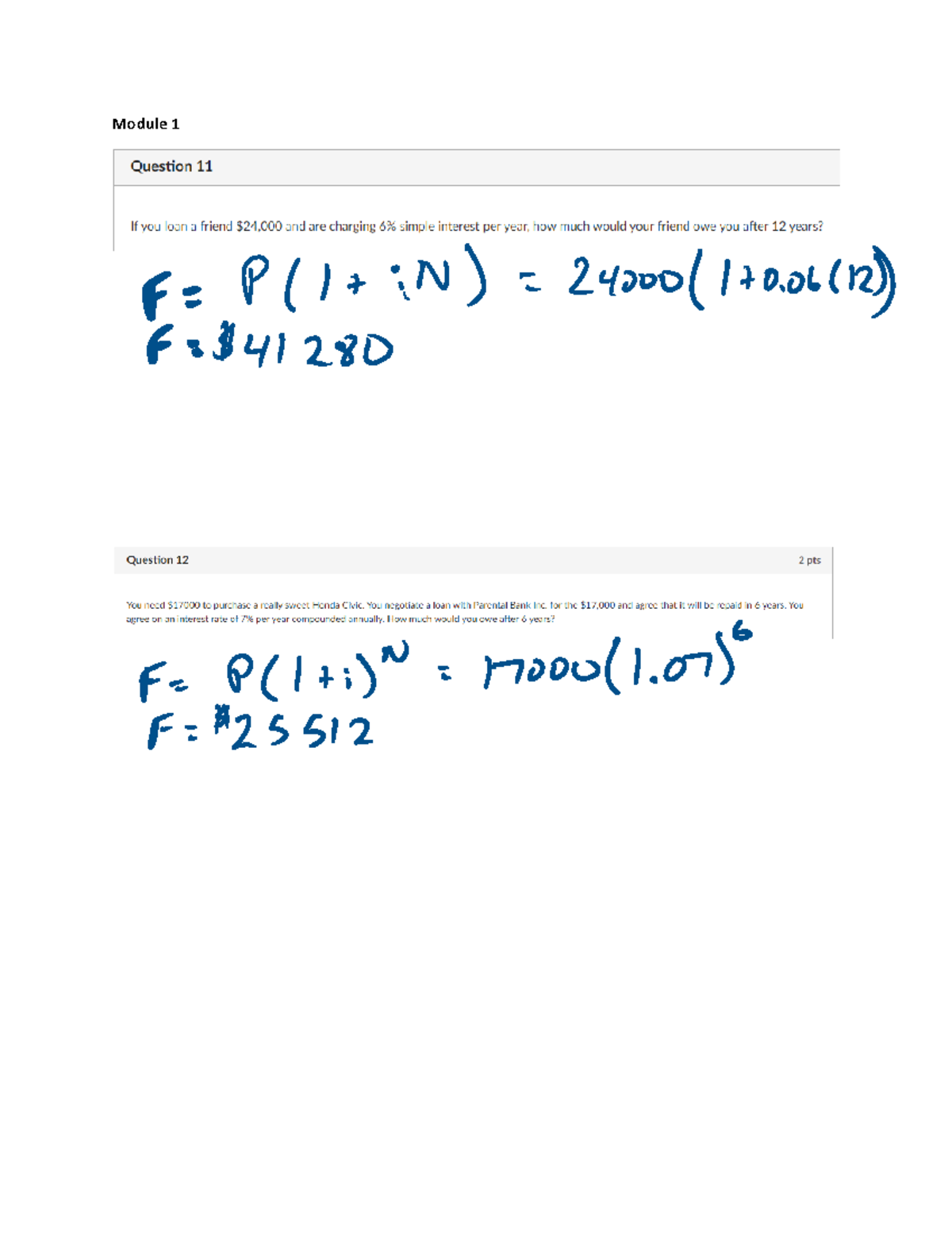 Solutions for Select problems - Module Quizzes 1-3 - Module Module 3 F ...