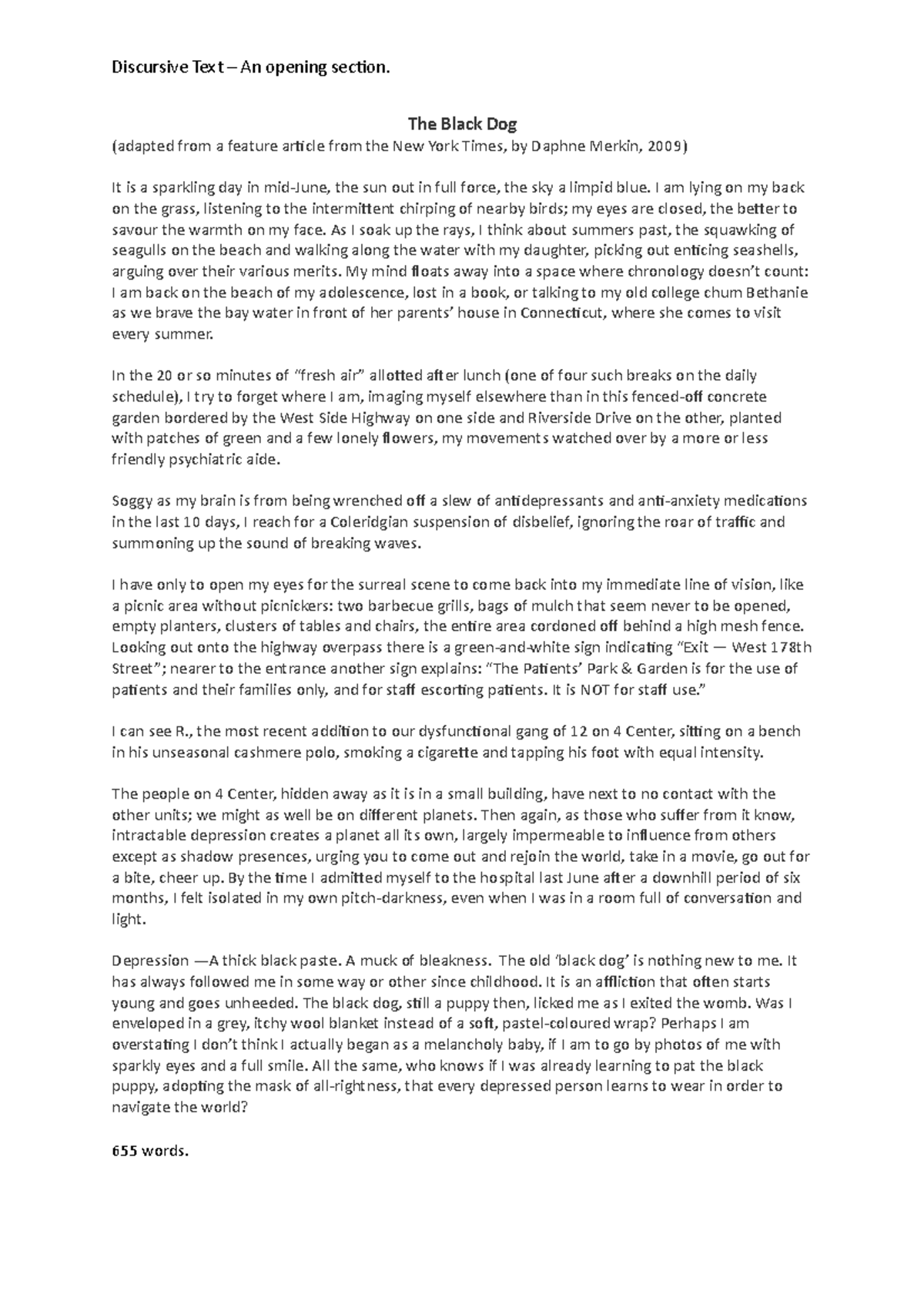 1 exemplar discursive sample and focus on techniques - Discursive Text ...