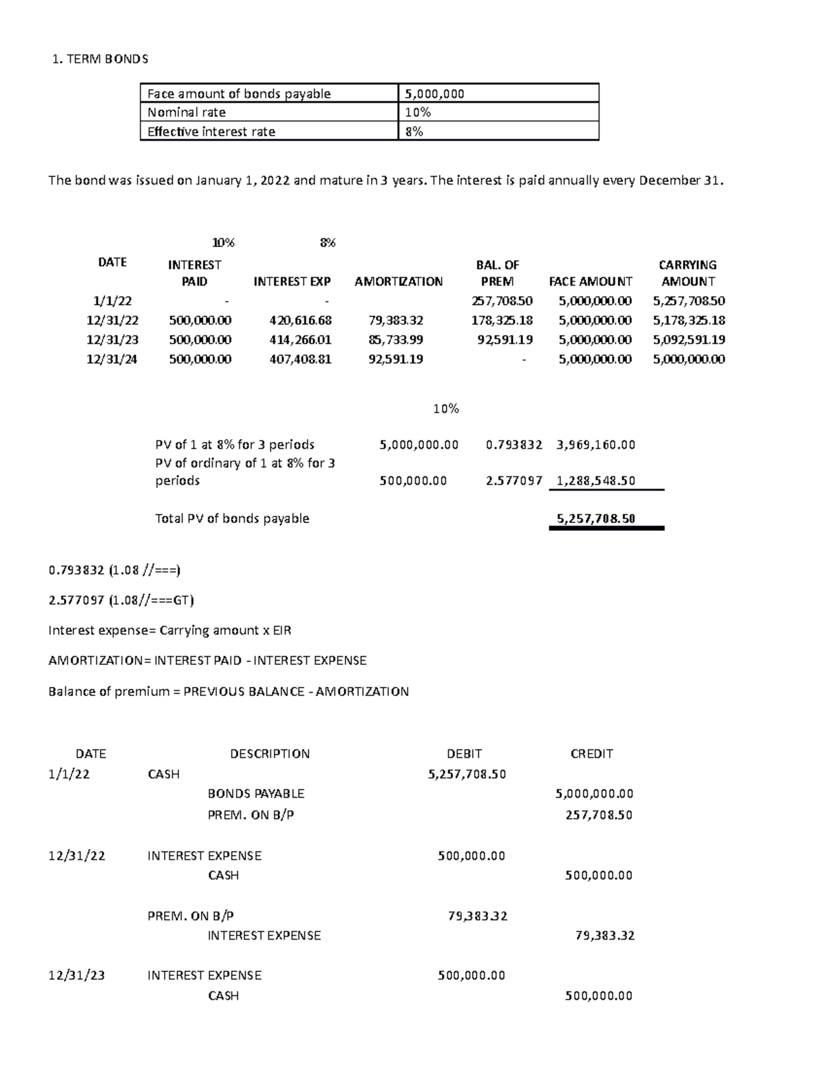 LEC Bonds EIR - ac4 - 1. TERM BONDS The bond was issued on January 1 ...