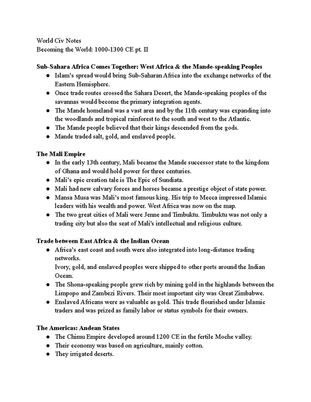 World Civ Notes 1/24/2023 - World Civ Notes Becoming the World: 1000 ...