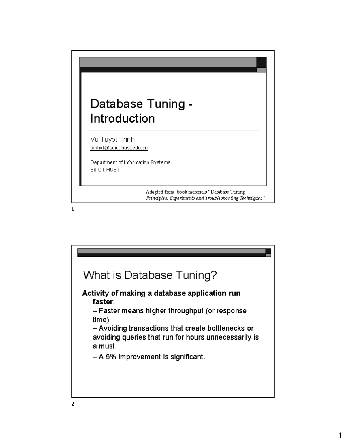 SQL schema tuning - Database Tuning - Introduction Vu Tuyet Trinh ...