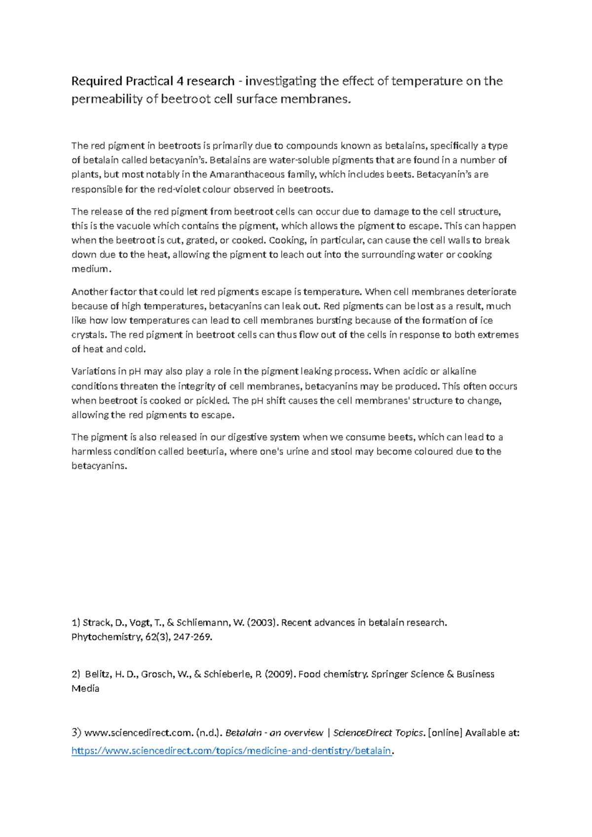 Beetroot prac research - Required Practical 4 research - investigating ...