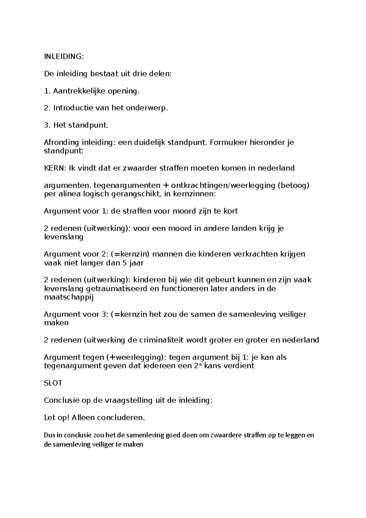 Schrijfplan - INLEIDING: De inleiding bestaat uit drie delen ...