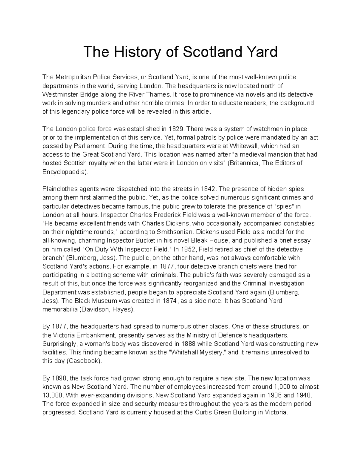 The History of Scotland Yard - The headquarters is now located north of ...