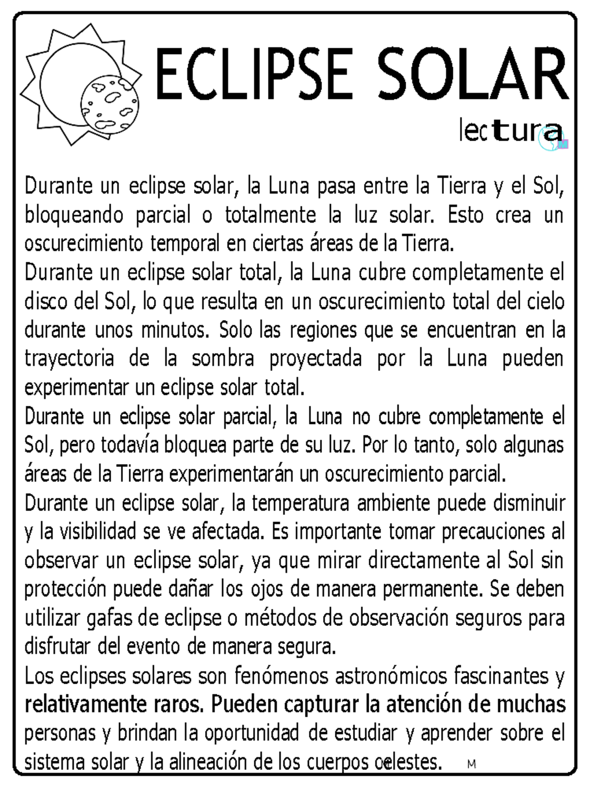 Actividades DEL Eclipse - ECLIPSE SOLAR lectura Durante un eclipse ...