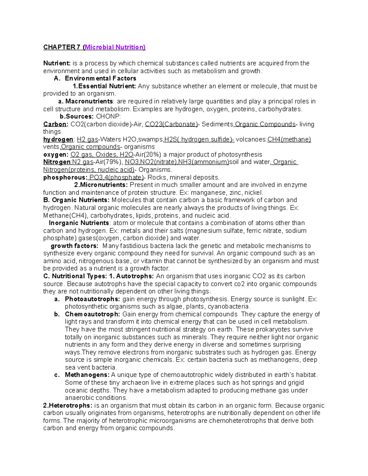 Microbiology Test 2 Notes Chapter 7 Microbial Nutrition Nutrient Is A Process By Which 
