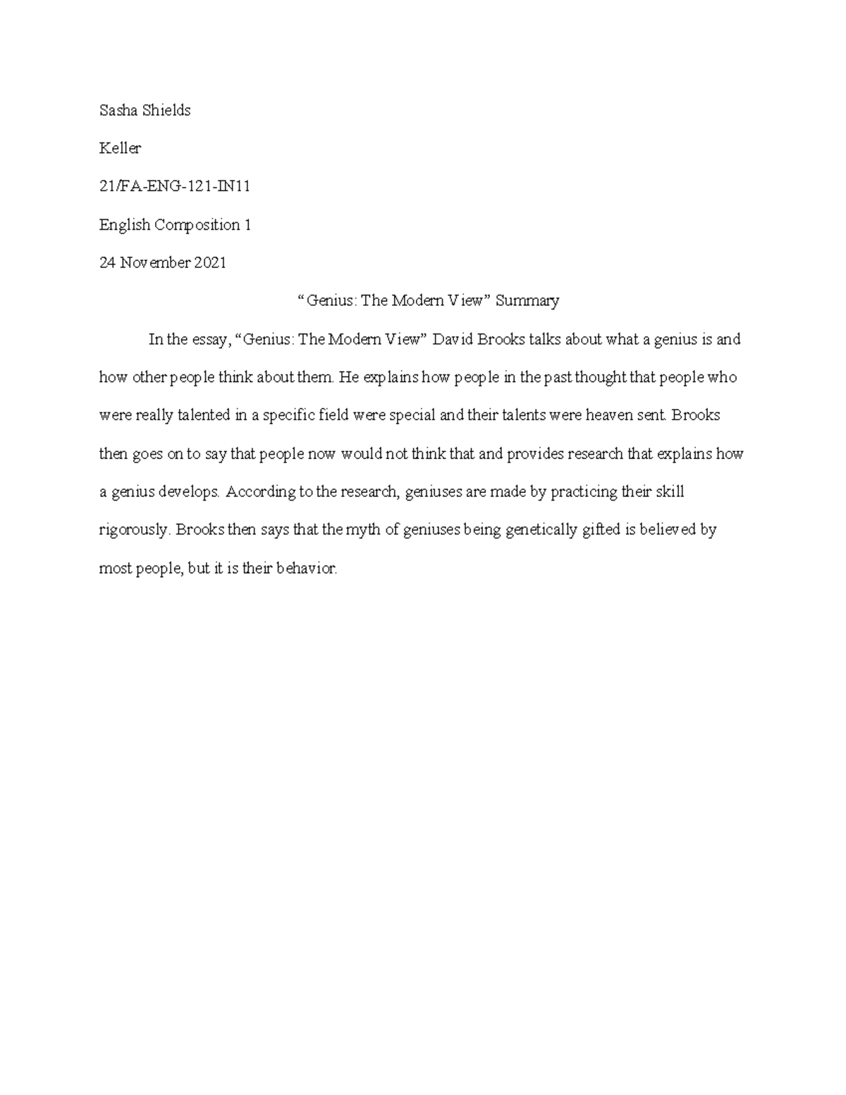 Sasha Fields - "Genius The Modern View" Summary - Sasha Shields Keller ...