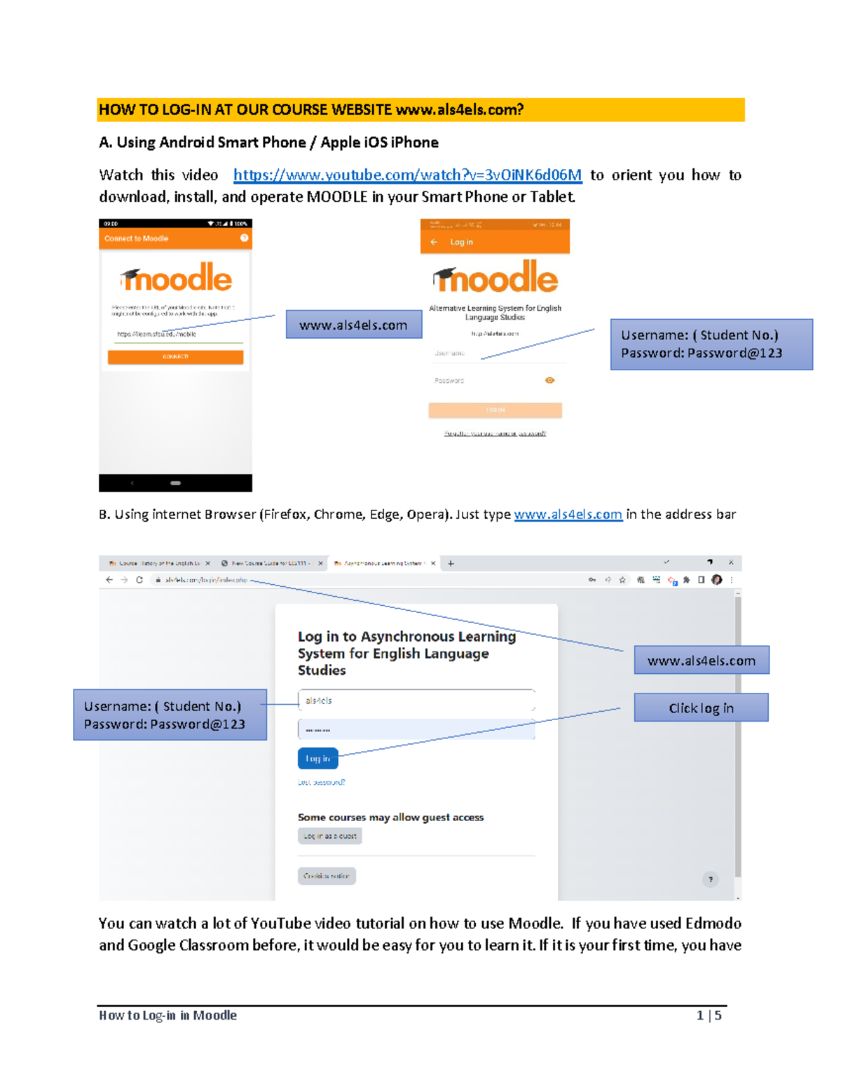 How to Log in Moodle - Summary Purposive Communication - HOW TO LOG-IN ...