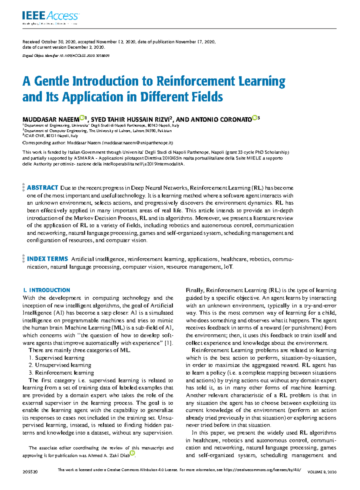 A Gentle Introduction to Reinforcement Learning an - Received October ...