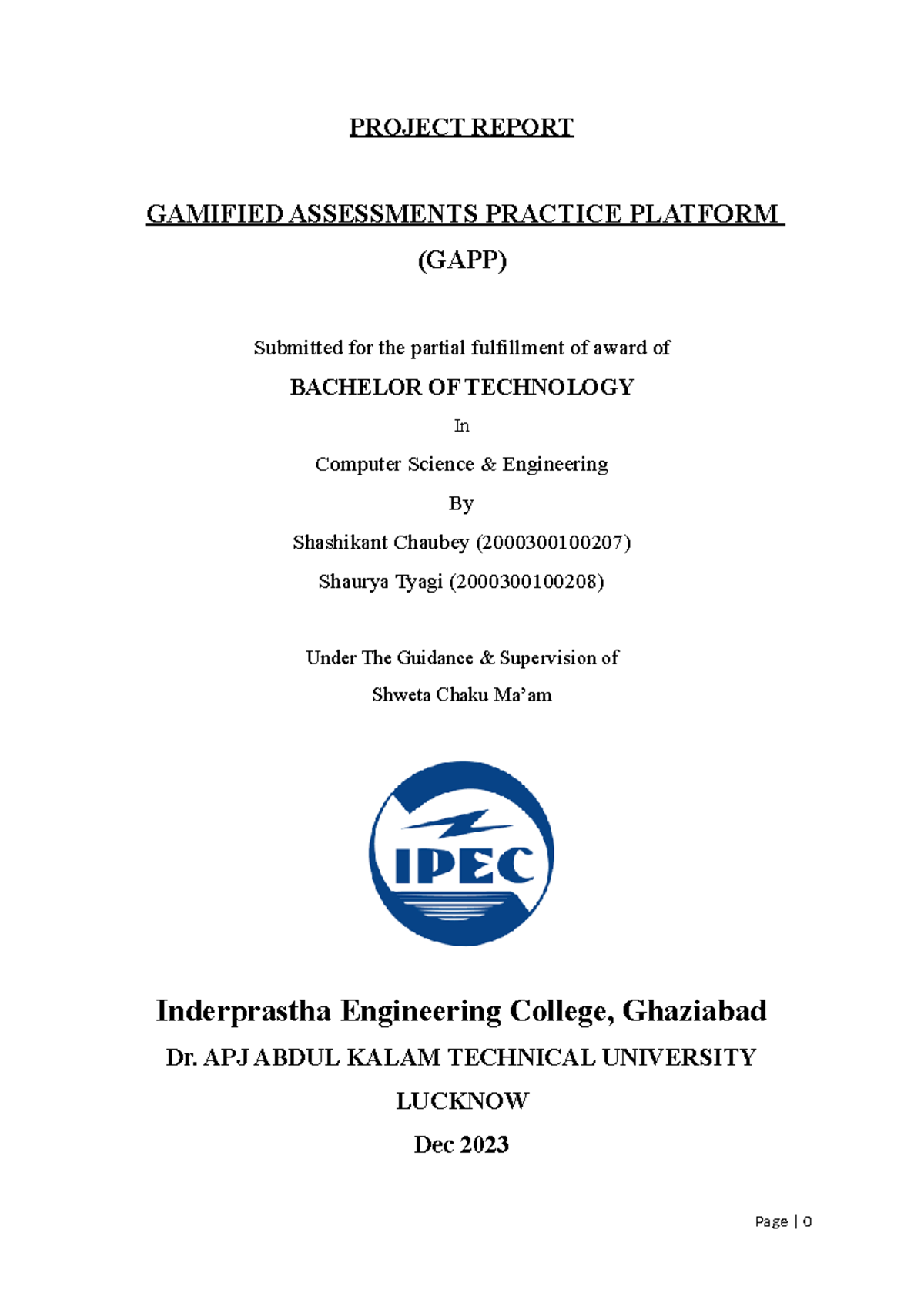 Major Project V2 - Summary B.Tech - PROJECT REPORT GAMIFIED ASSESSMENTS ...