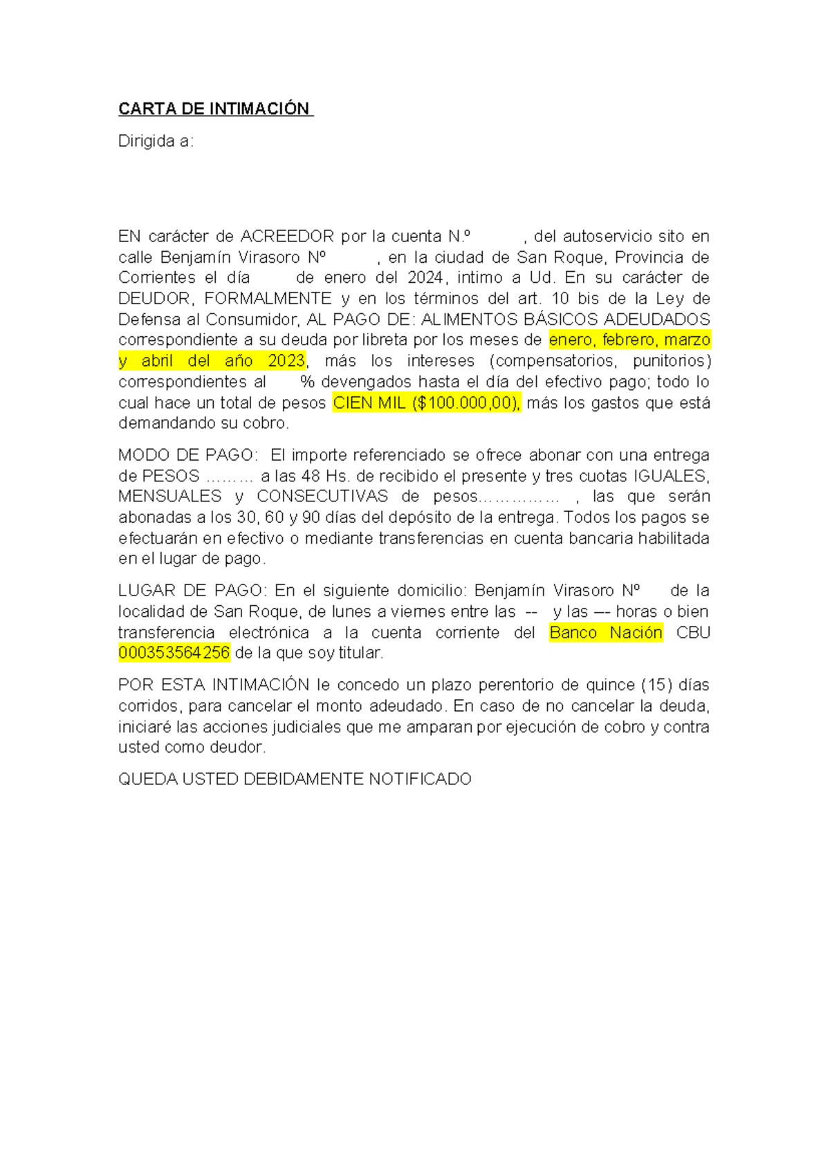 Modelo De Carta Documento Intimando A La Art My Xxx Hot Girl/modelo De Carta Documento