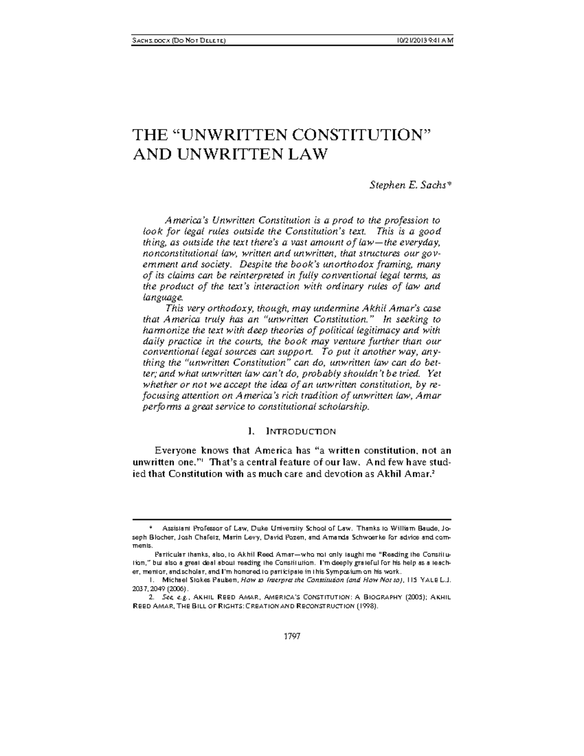 Unwritten constitution file - Constitutional Law 1 - MMU - Studocu