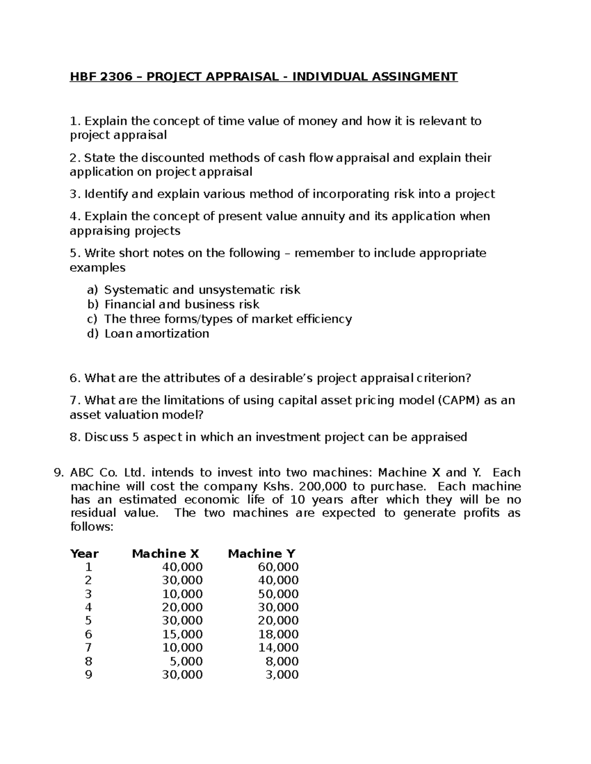 Individual Assingment - HBF 2306 - HBF 2306 – PROJECT APPRAISAL ...
