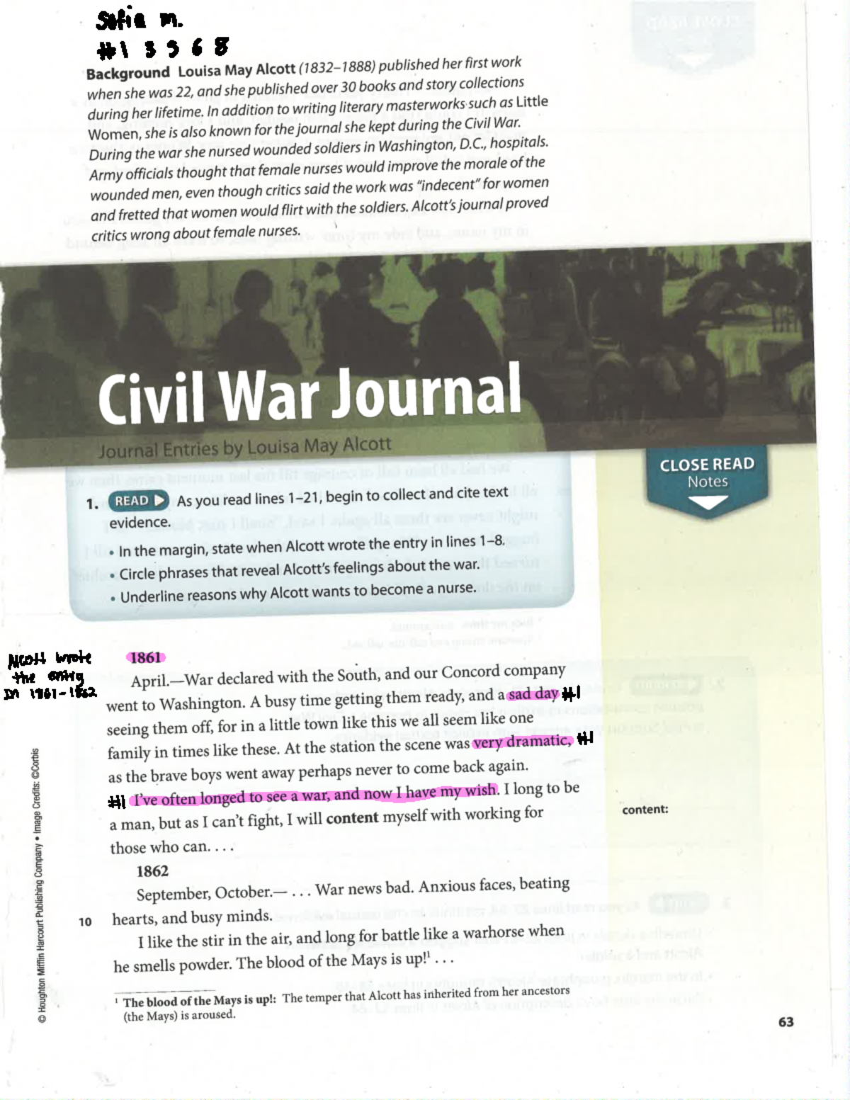 Civil war journal alcott - AHIS3218 - Studocu