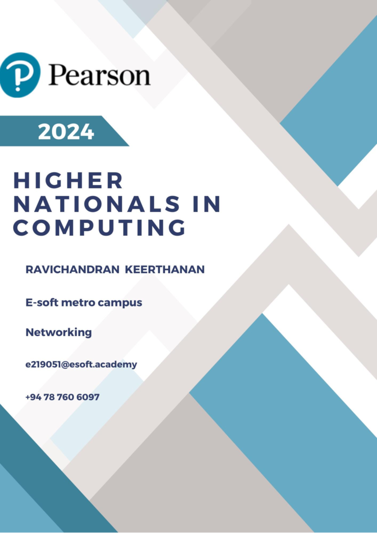 Networking Keerthi Esoft Network Internal Verification Assignment Brief Programme Title