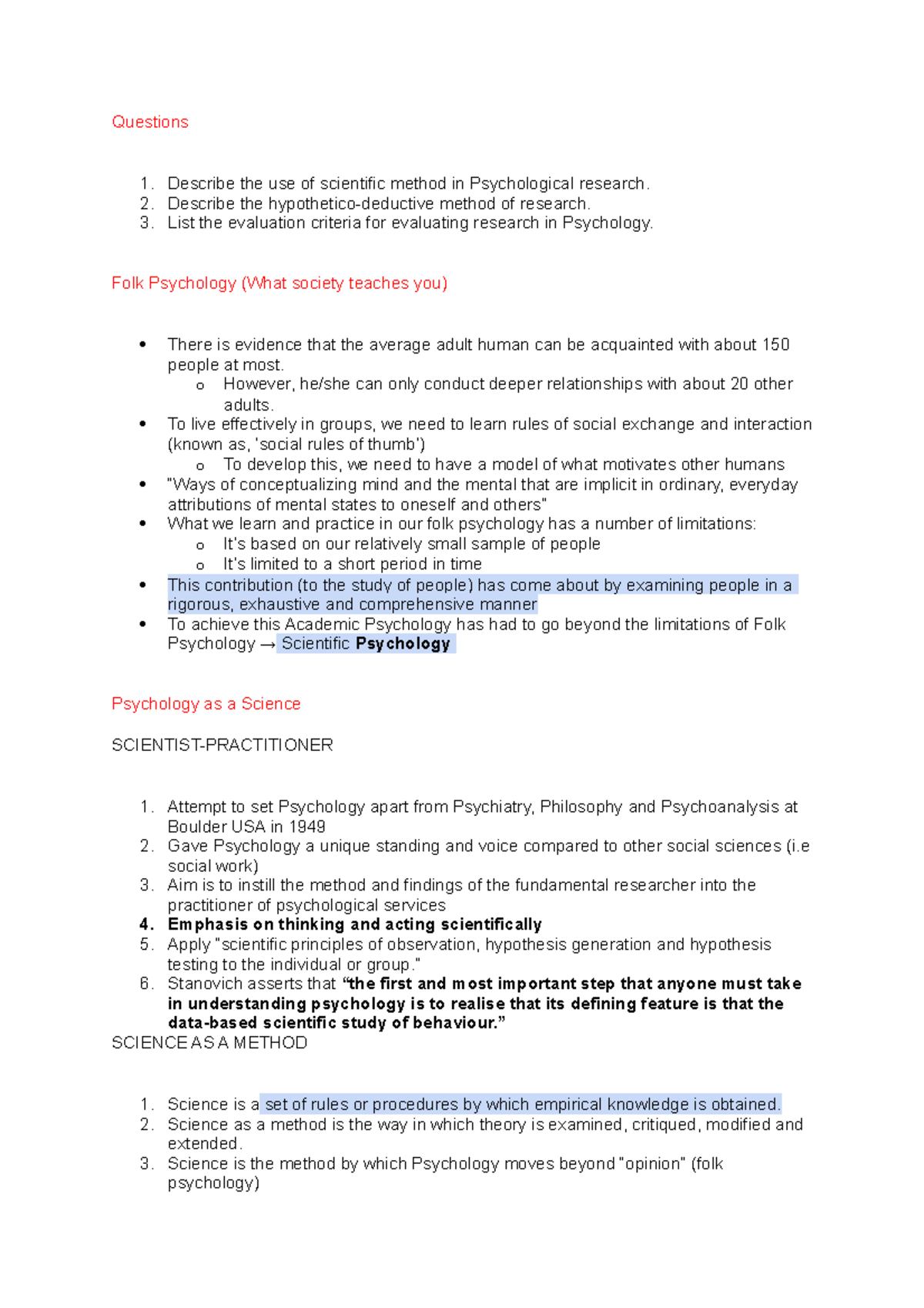 W2,3 research design - Lecture notes 2,3 - Questions Describe the use ...