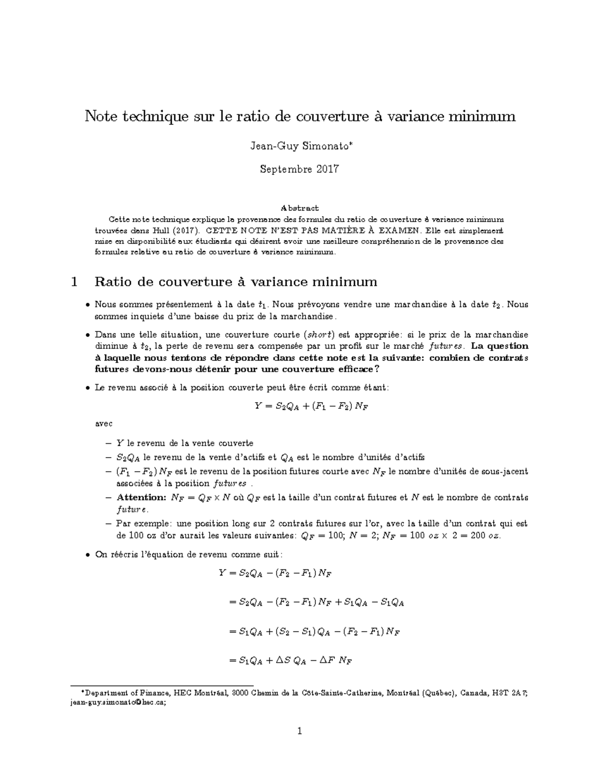 Seance 3e note technique - Note technique sur le ratio de couverture ...