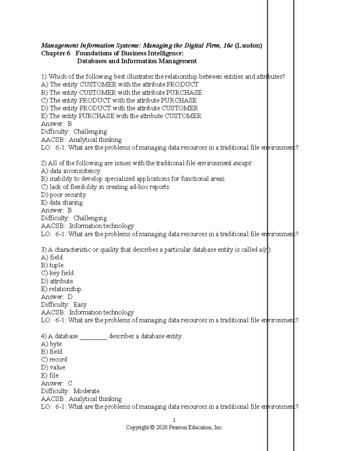 Chapter 06 - exercise - Management Information Systems: Managing the ...