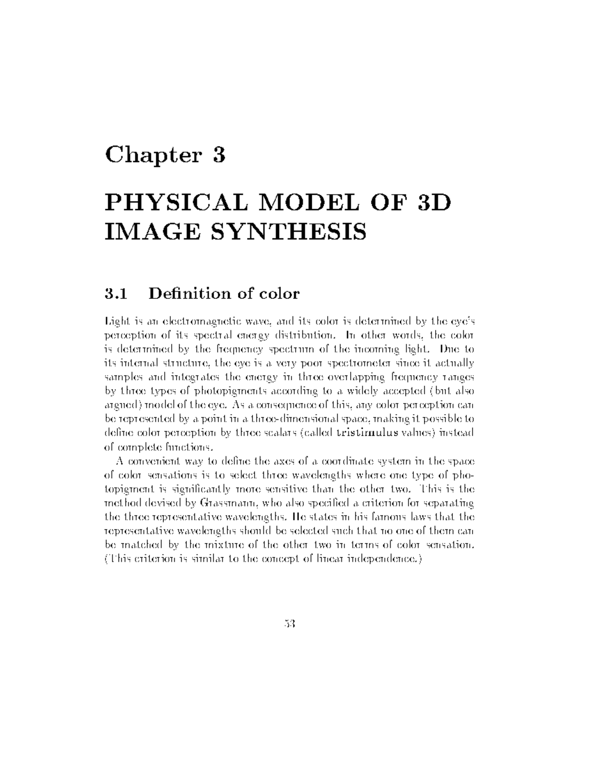 Ch3 physical model of 3d image synthesis - Chapter 3 PHYSICAL MODEL OF 3D IMAGE SYNTHESIS 3 De ...