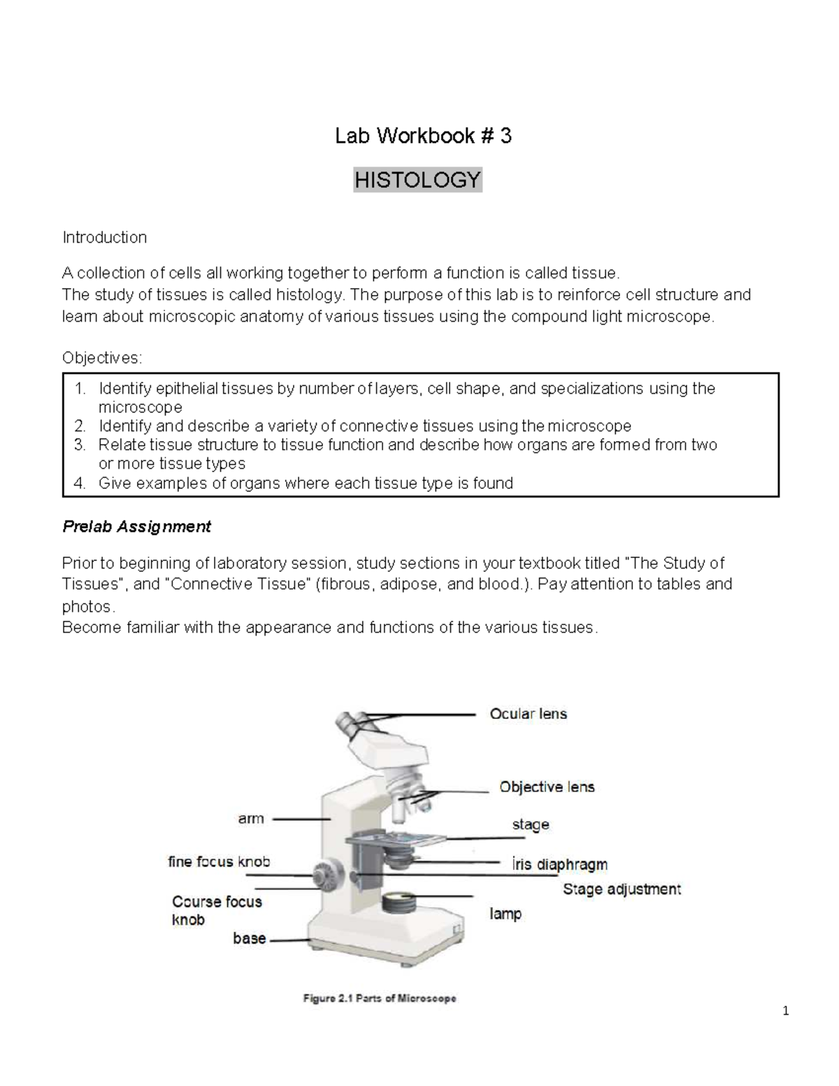 Ch 3 Histology-1 - hmchemistry and cytology - Lab Workbook # 3 ...