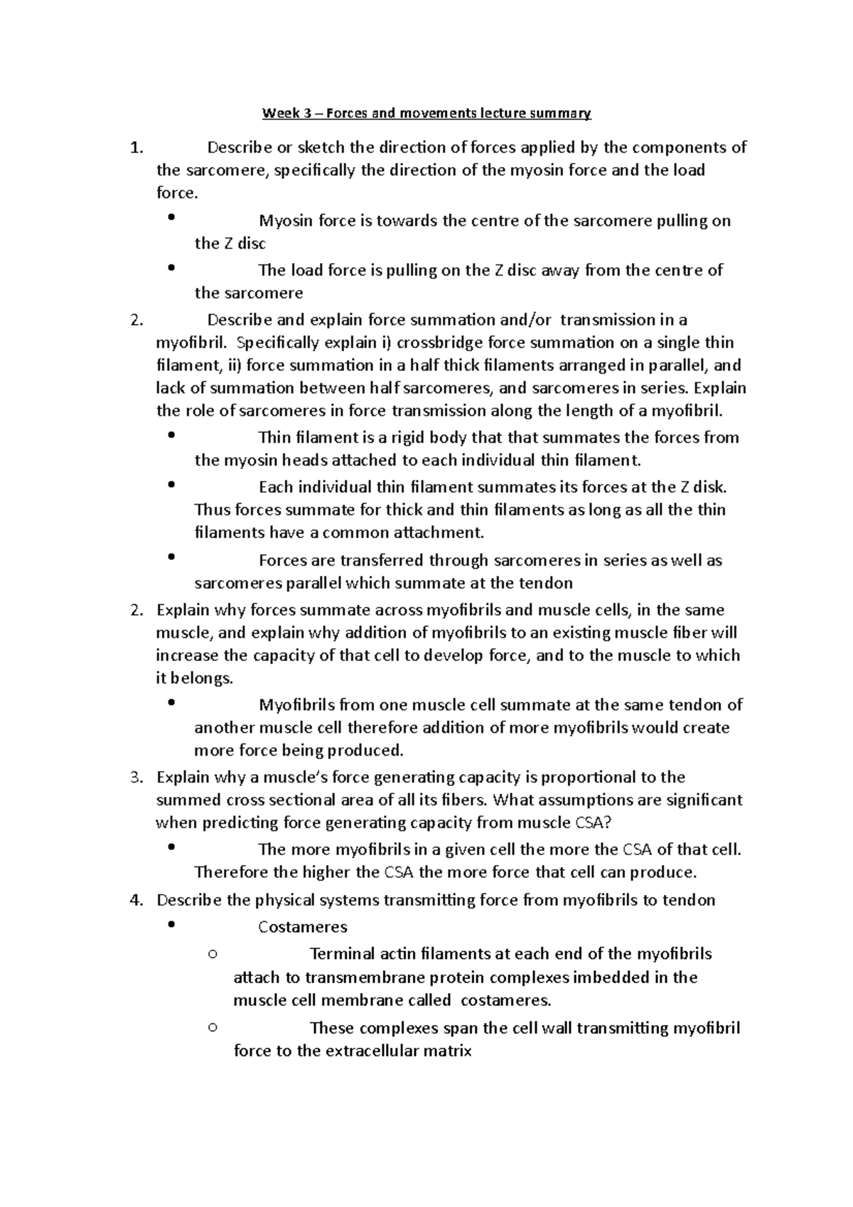 Lecture notes, lecture 3 - Forces and movements - Week 3 Forces and ...