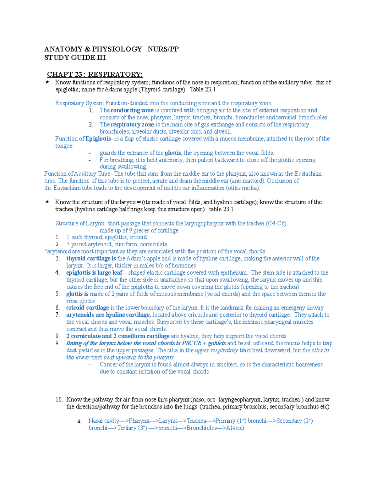 Exam 3 study guide - Lecture notes 1-4 - ANATOMY & PHYSIOLOGY NURS/PP ...