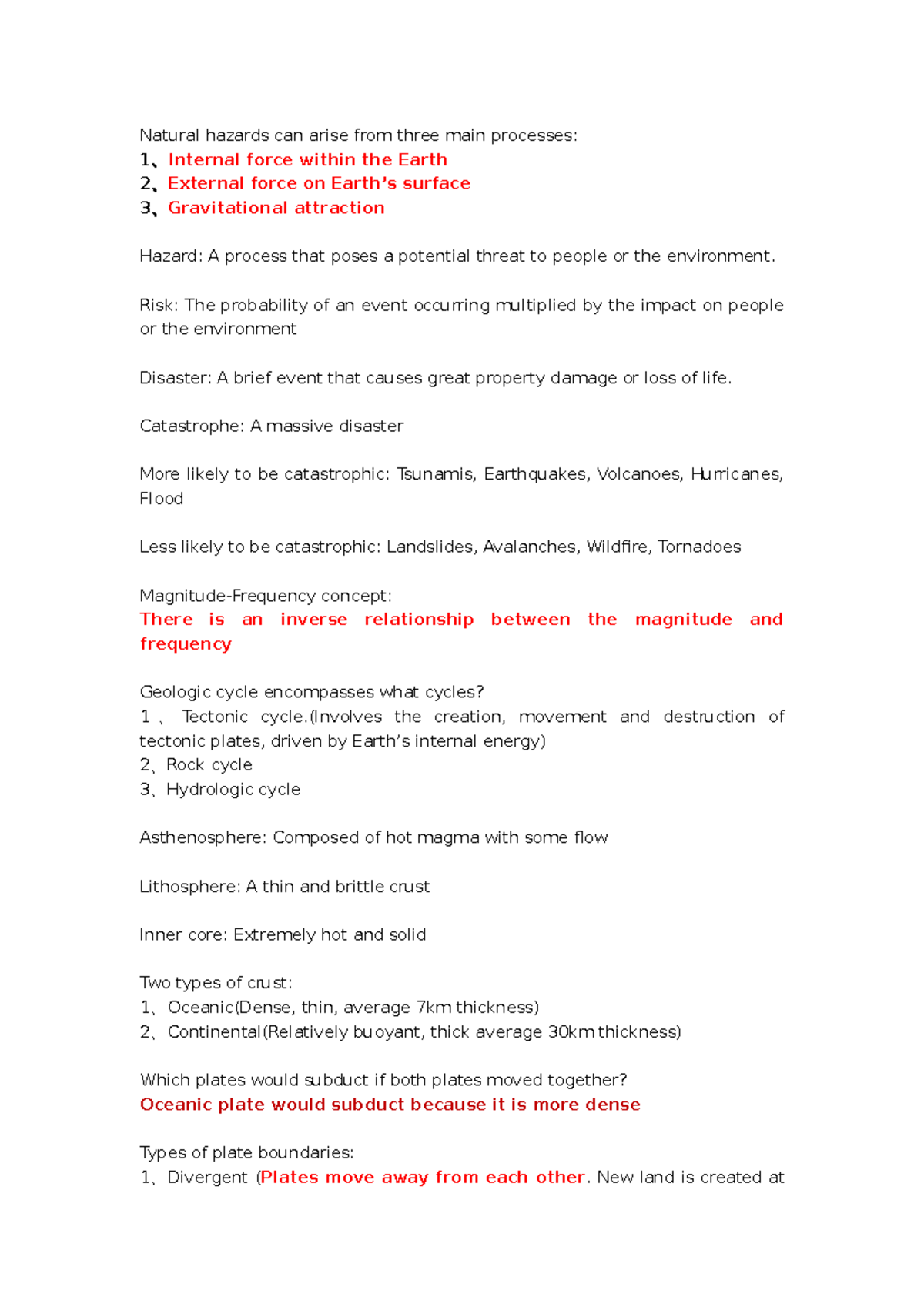 GEO 2152 - Natural hazards can arise from three main processes: 1 ...