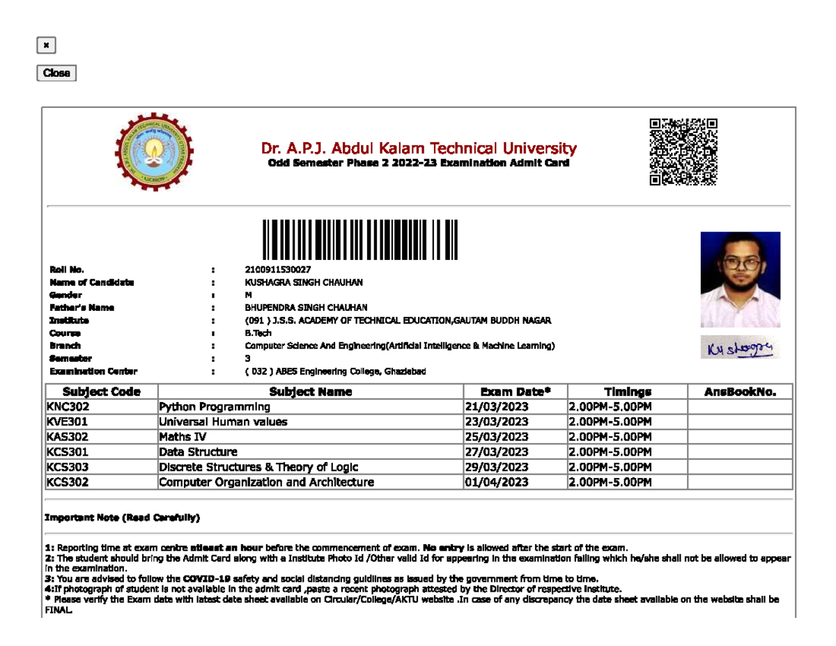 Admit - info - B.tech - Studocu