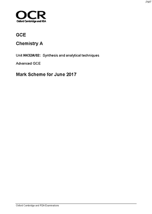 Specimen MS - Paper 3 OCR (A) Chemistry A-Level - day June 20XX ...