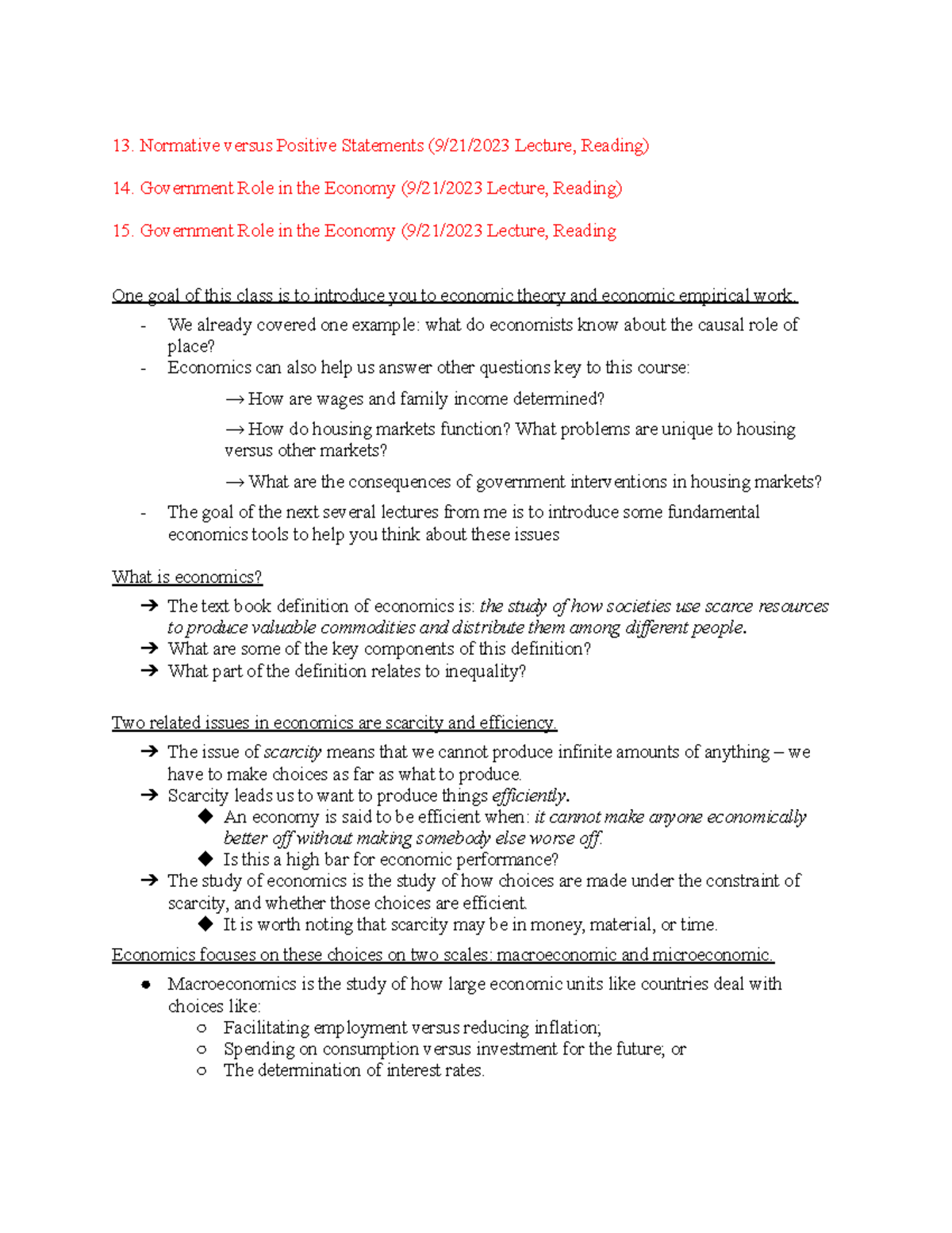Study guide Midterm - Normative versus Positive Statements (9/21/2023 ...
