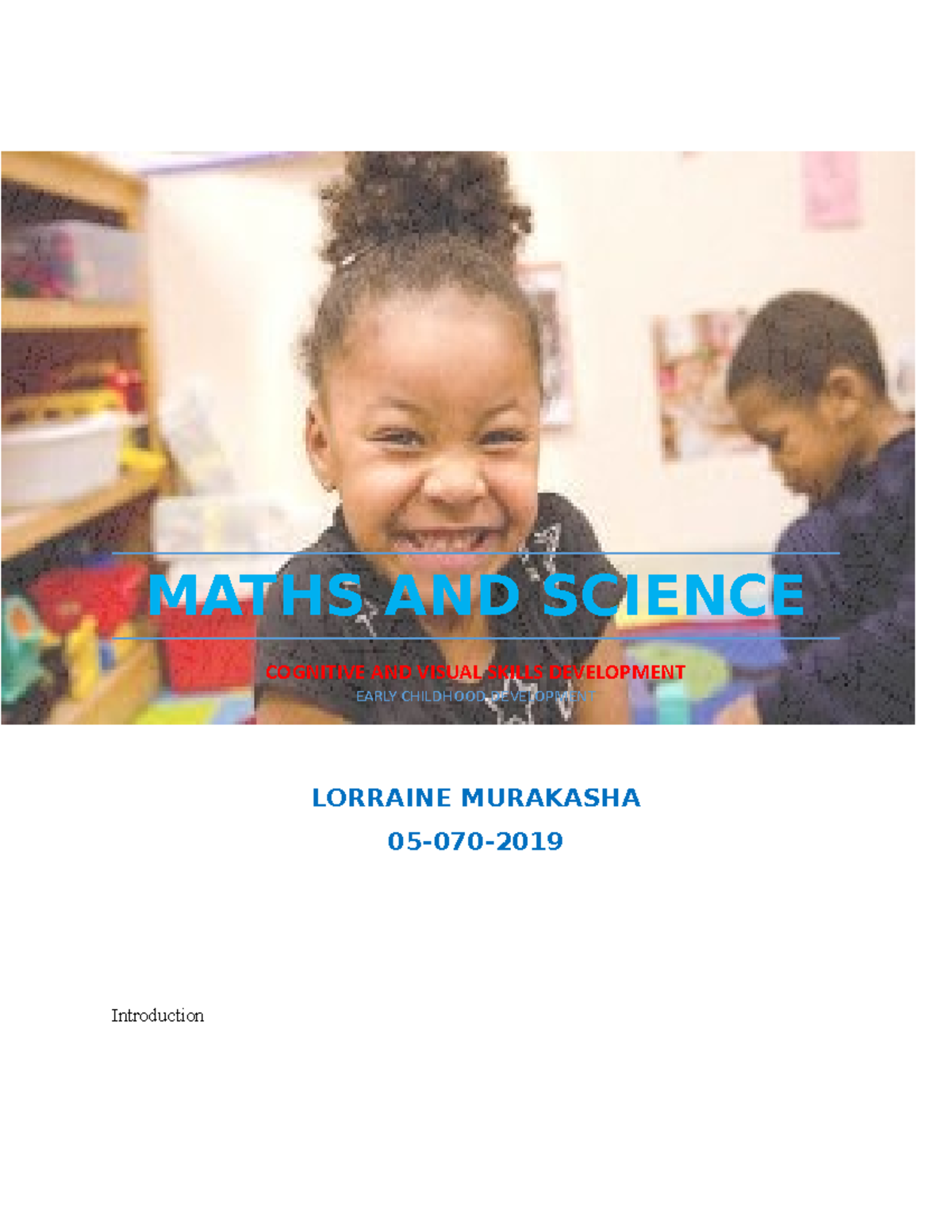 Lorraine psa - Assignments - MATHS AND SCIENCE COGNITIVE AND VISUAL ...