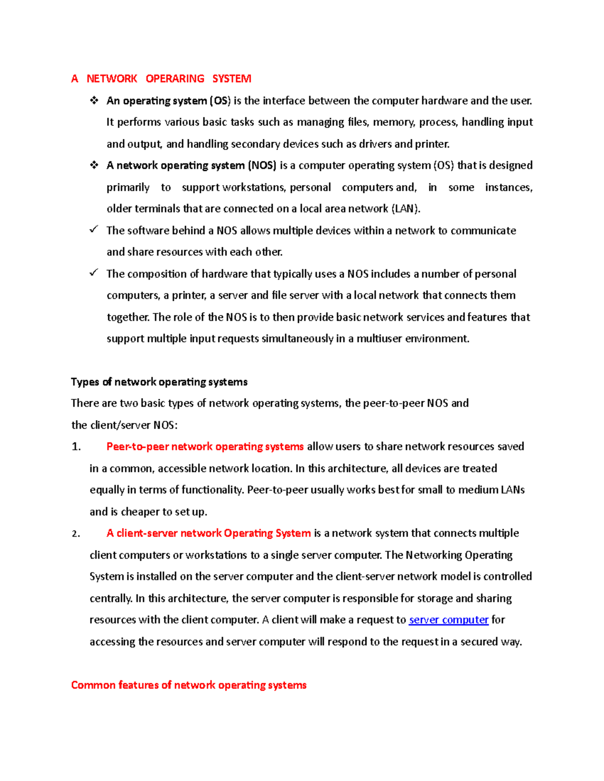 Topic 8 Network Operating System - A NETWORK OPERARING SYSTEM An ...