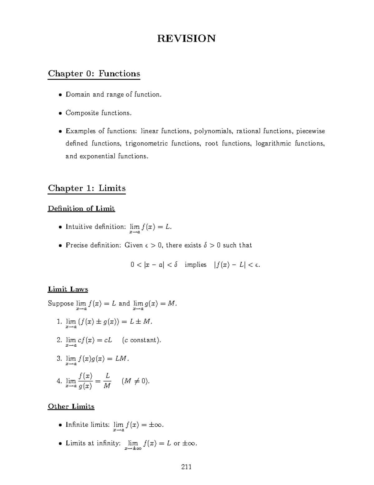 MA1102R 09revpt 1 - Calculus - REVISION Chapter 0: Functions " Domain ...